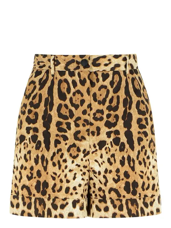 Dolce & Gabbana Leo' Printed Cotton Shorts - Brown