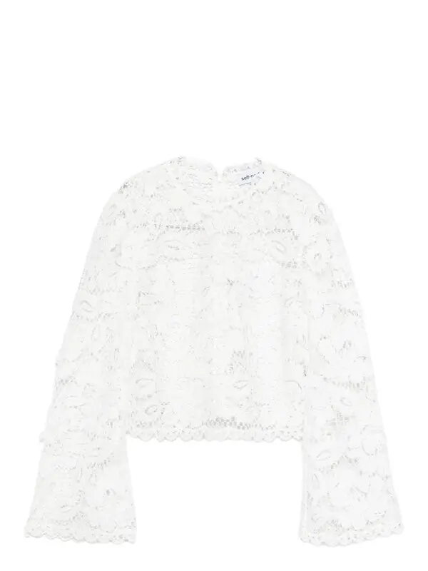 SELF-PORTRAIT White Lace Top With Flared Sleeves - Multicolor