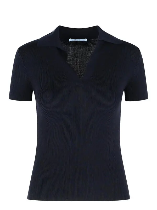 Max Mara Albero Dark Virgin Wool Polo Shirt - Blue