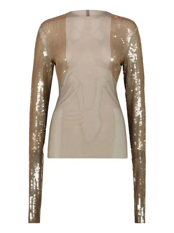 Rick Owens Sequined Long Sleeve Top - Multicolor
