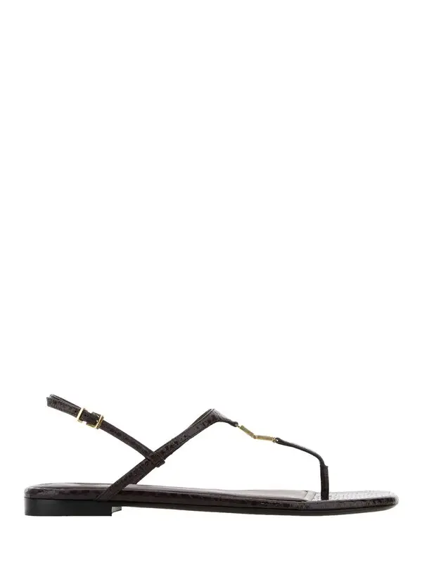 Fendi Leather Fold Thong Sandals - Brown