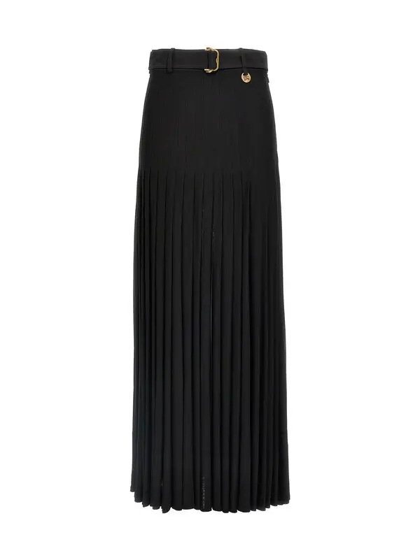 Burberry Pleated Semi-transparent Viscose Skirt - Black