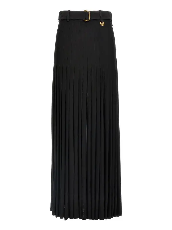 Burberry Pleated Semi-transparent Viscose Skirt - Black