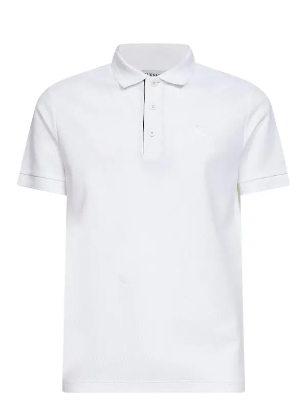 Burberry White Cotton Pique Polo Shirt With Ekd Embroidery - Multicolor