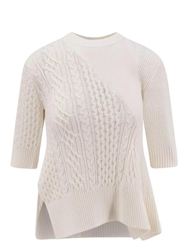 Sacai Asymmetrical Cable Knit Sweater - Multicolor