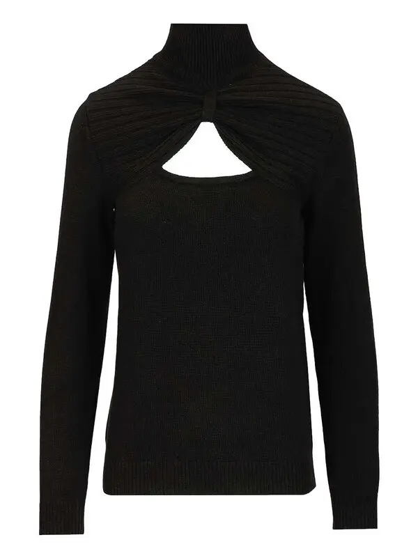 Valentino Garavani Wool Cut-out Turtleneck - Black