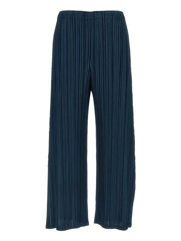 Issey Miyake Mellow Pleats Wide Leg Pants - Blue