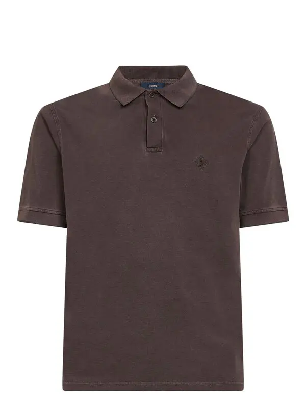 Herno Dark Brown Cotton Pique Logo Polo Shirt - Multicolor