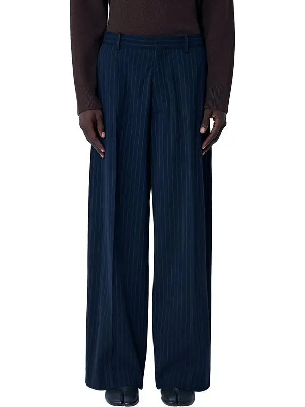 Acne Studios Mid-rise Pinstriped Tailored Wide-leg Pants - Blue