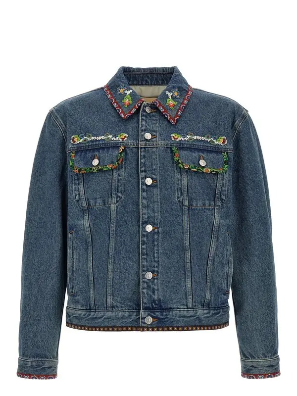 Valentino Garavani Embellished Denim Jacket - Blue