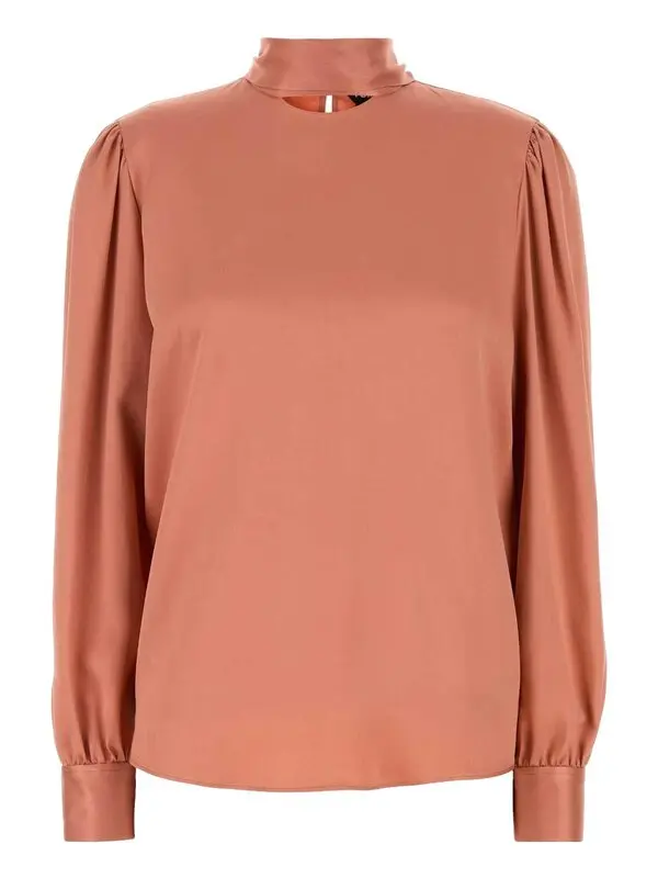 TOM FORD Salmon Satin Blouse With Pussy Bow Detail - Pink