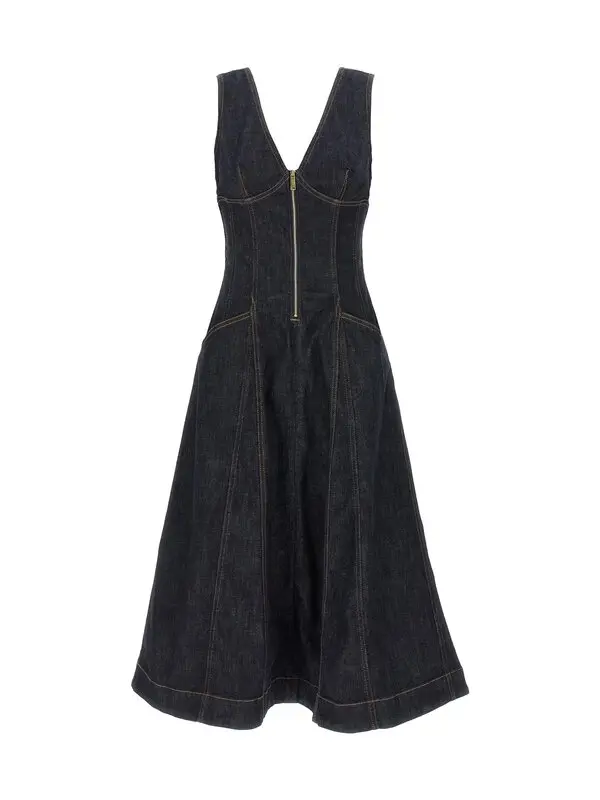 SELF-PORTRAIT Indigo Denim Midi Dress - Blue