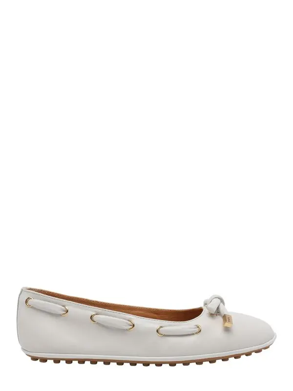 TOD'S Nappa Ballet Flats With Lace-up Detail - White