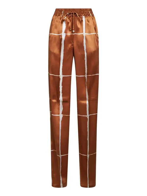 Kiton Printed Silk Drawstring Trousers - Multicolor