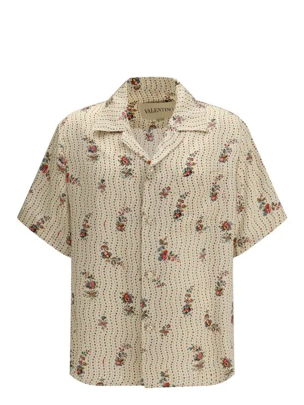 Valentino Garavani Papier Floral Print Silk Bowling Shirt - Multicolor