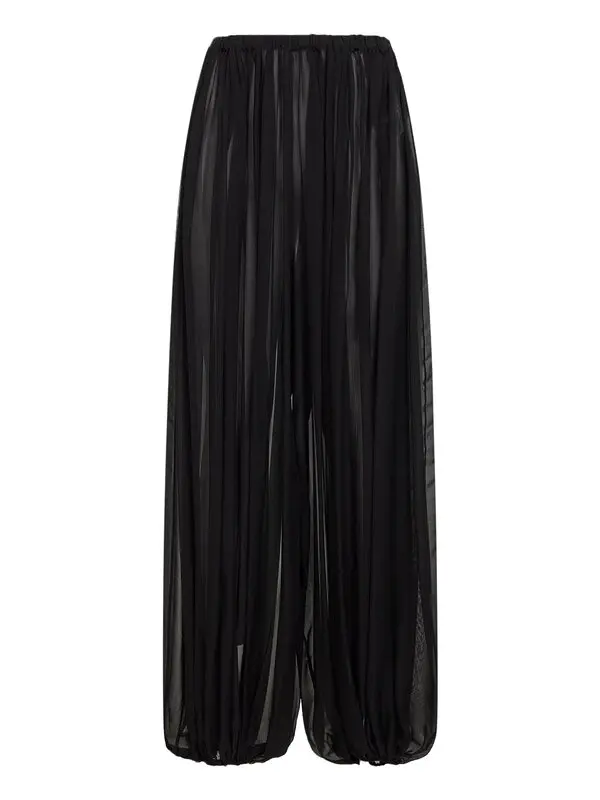 Giuseppe Di Morabito Black Pleated Silk Chiffon Balloon Trousers - Multicolor