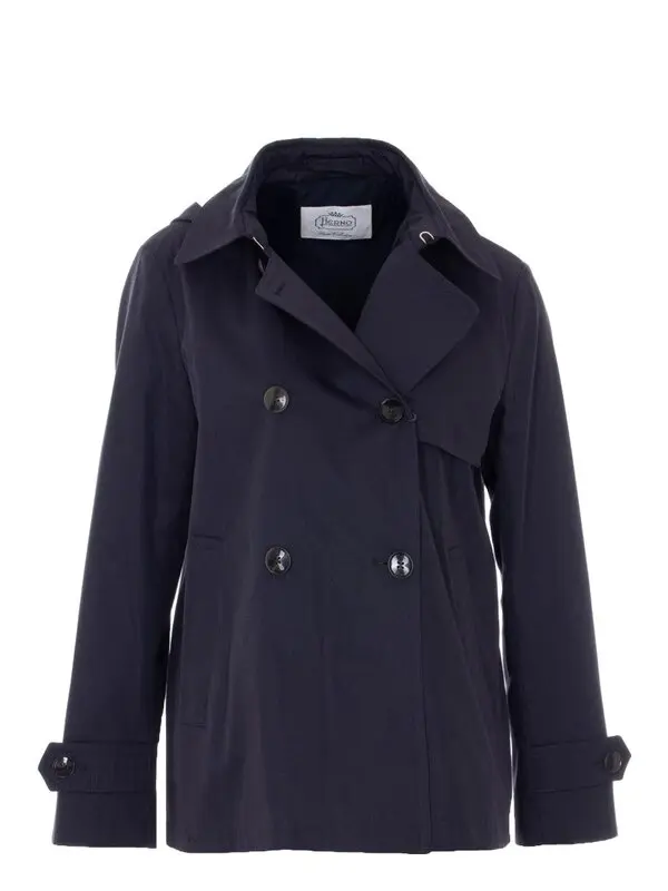Herno Double-breasted Peacoat With Hood - Blue