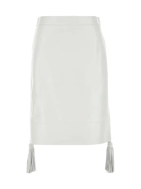 Bottega Veneta Lamb Leather Skirt With Fringe - White