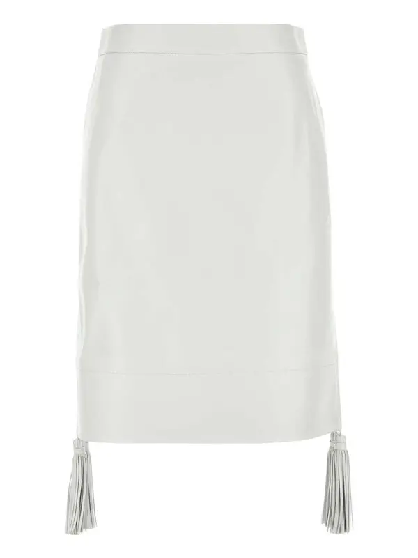 Bottega Veneta Lamb Leather Skirt With Fringe - White