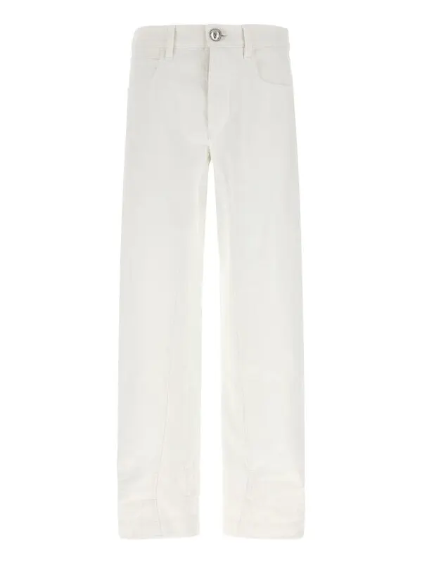 JIL SANDER High-waisted Cotton Denim Jeans With Raw Cut Hem - White