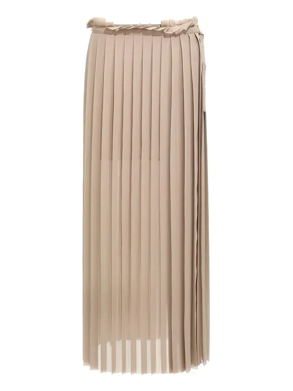 Ami Pleated Polyester Crêpe Skirt - Cream