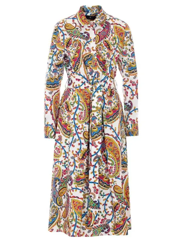 Etro Floral Paisley Print Long-sleeve Belted Dress - Multicolor