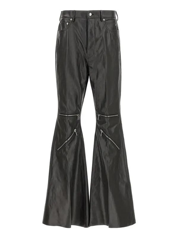 Rick Owens Bolan Cargo High-waisted Leather Pants - Black