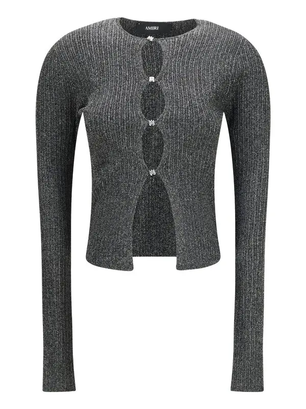 Amiri Lurex Ribbed Cardigan - Black