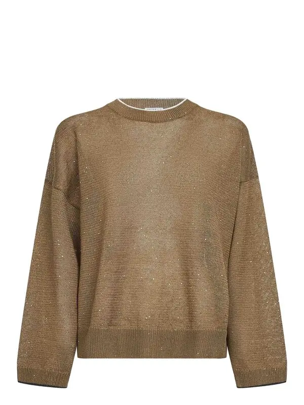 Brunello Cucinelli Diamond Linen And Cotton Sweater - Multicolor