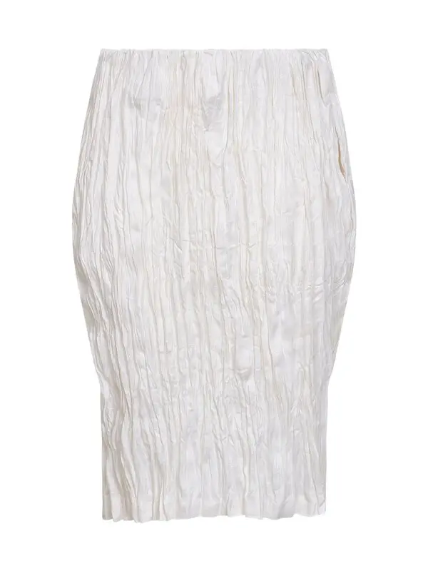 TOTEME White Crinkled Linen Pencil Skirt - Multicolor