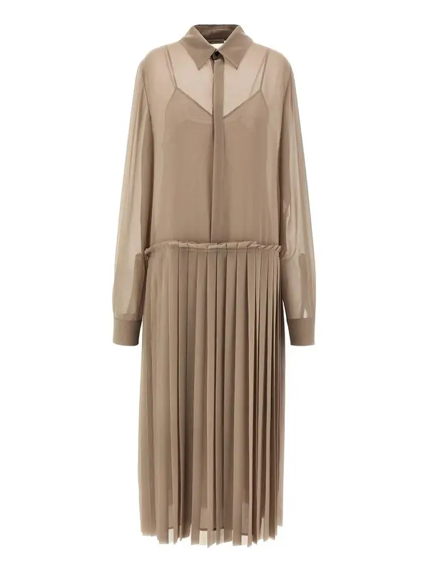 Ami Pleated Midi Dress - Cream