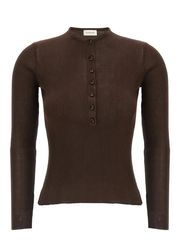 Magda Butrym Ribbed Silk Sweater - Brown