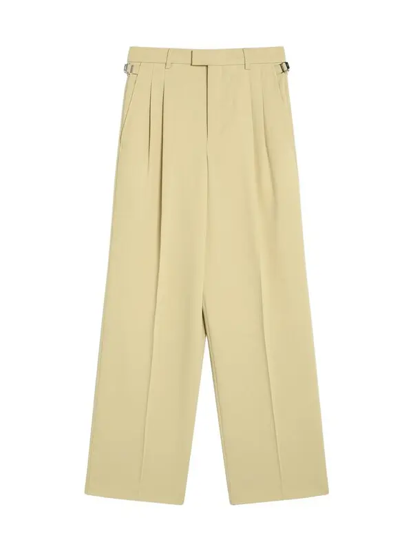 Ami Wide Virgin Wool Trousers - Green