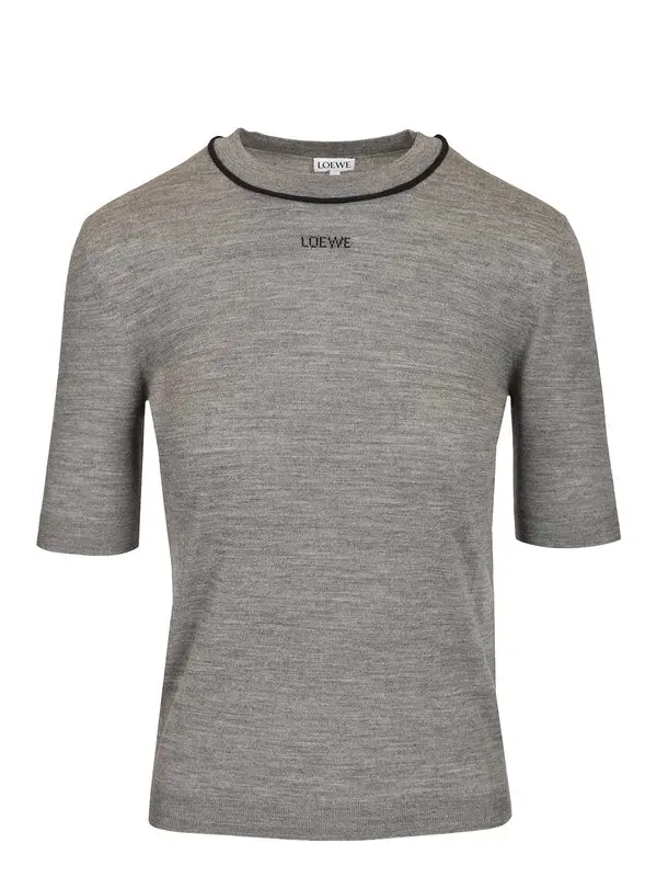 Loewe Wool Sweater With Contrasting Trim - Gray