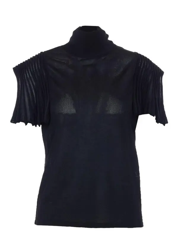 Alaïa Short-sleeve Draped Turtleneck Top - Black