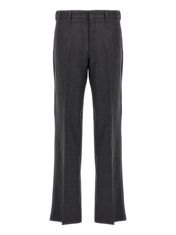Fendi Cashmere Trousers With Pressed Pleat - Gray