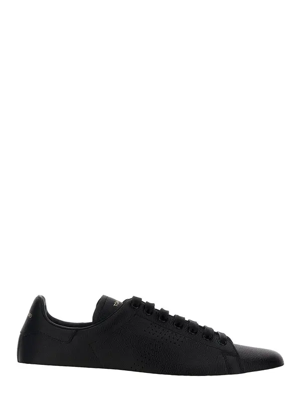 TOM FORD Logo Perforated Leather Lace-up Sneakers - Multicolor