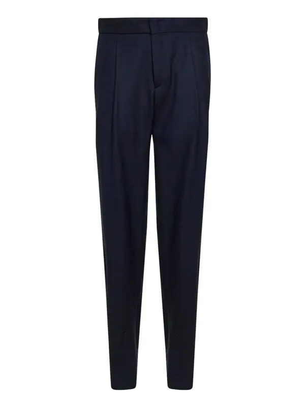 Giorgio Armani Blue Chevron Wool And Cashmere Trousers - Multicolor