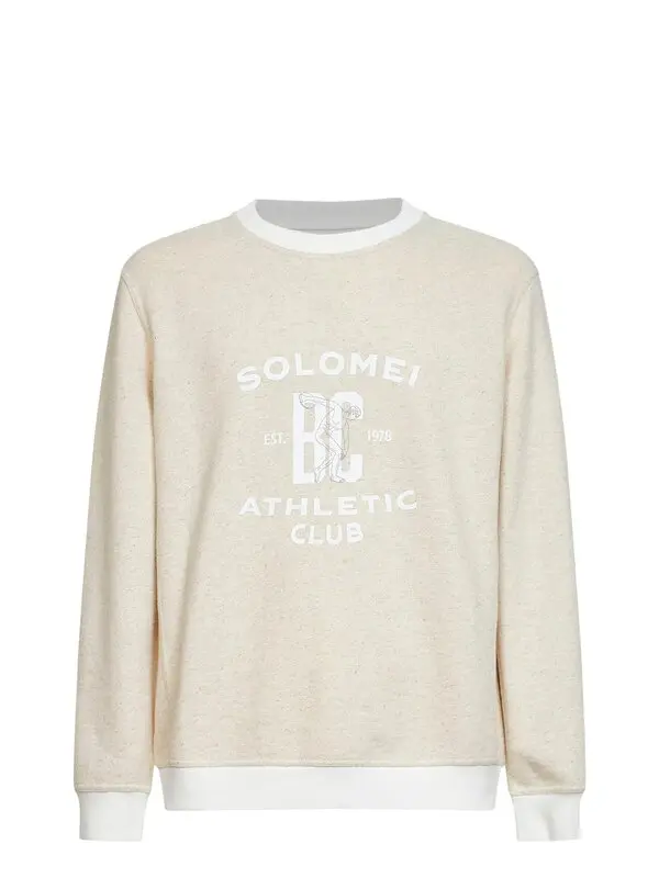 Brunello Cucinelli Beige Cotton And Linen Printed Sweatshirt - Multicolor