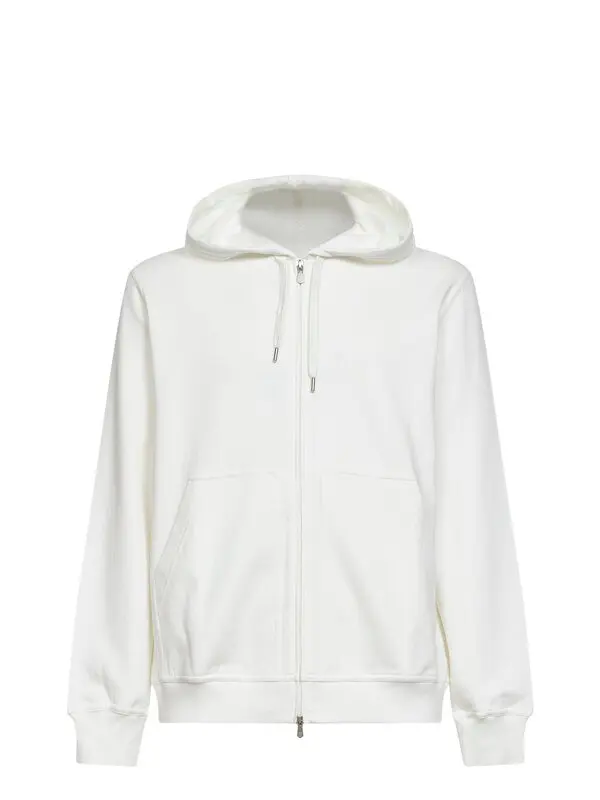 Brunello Cucinelli Off-white Cotton Blend Zip-up Hoodie - Multicolor