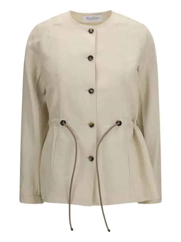 Max Mara Carezza Jacket In Linen And Silk Blend - Cream