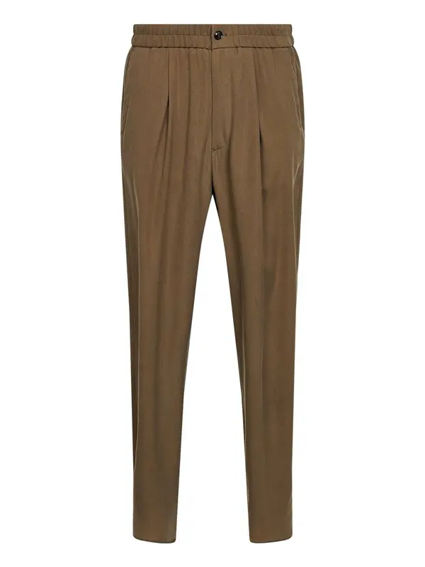 Giorgio Armani Green Cupro Natté One-pleat Trousers - Multicolor