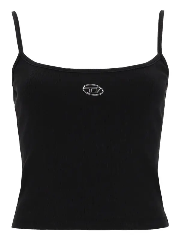 DIESEL® Slim Fit Ribbed Stretch Cropped Top - Black