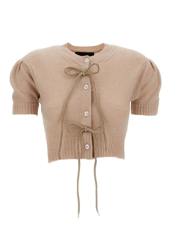 Simone Rocha Cropped Cashmere Cardigan With Chenille Bows - Multicolor