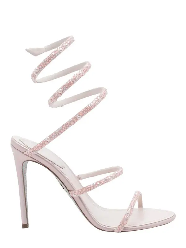 Rene Caovilla Embellished Glittered Leather Sandals - Pink