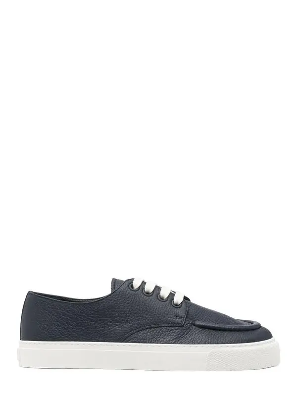 Prada Low Top Textured Leather Trainers - Blue