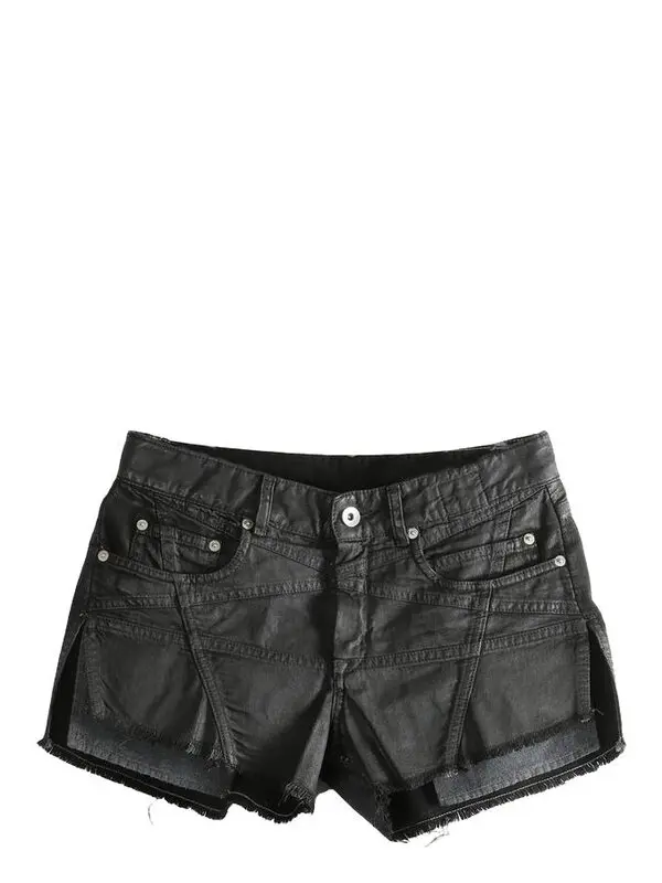 Rick Owens Denim Raw Hem Shorts - Black