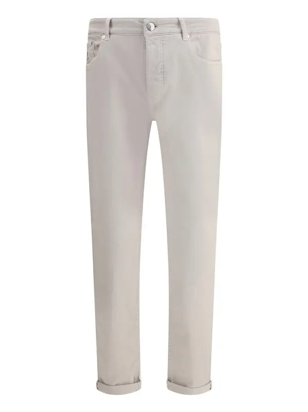 Brunello Cucinelli Cotton Jeans With Turn-up Hem - Cream