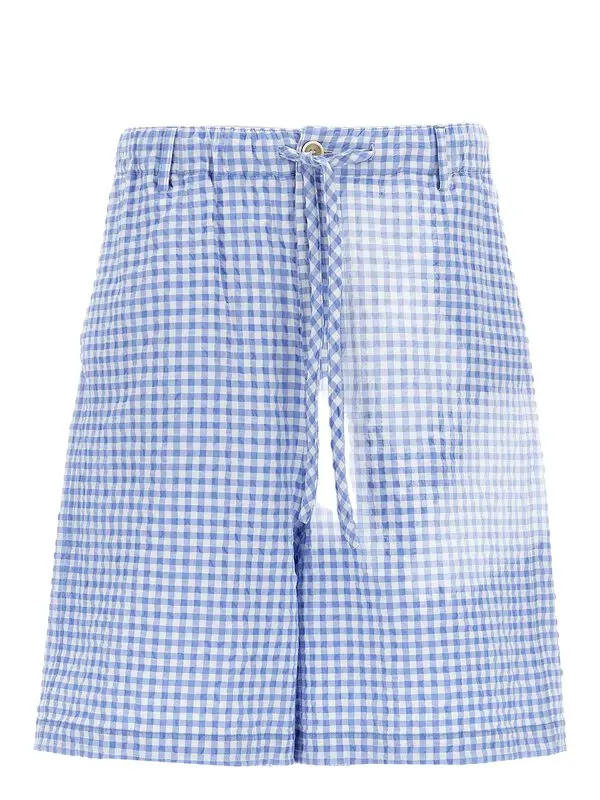 Marni Gingham Checks Cotton Blend Bermuda Shorts - Blue