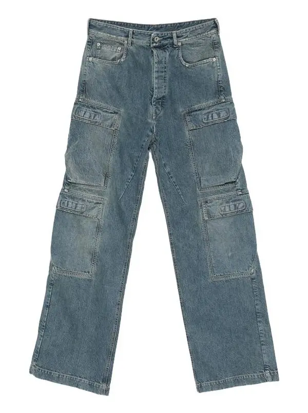 Rick Owens Indigo Cotton Cargo Jeans - Blue